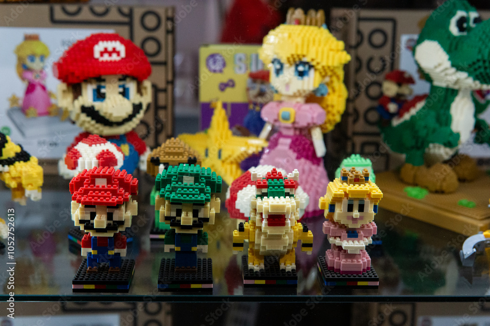 Malaga, Spain - December 6th 2023. Colorful Lego Super Mario Crafted ...