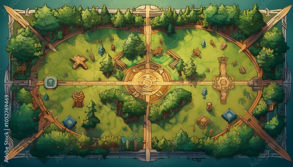 DnD Battlemap Dense Forest Map for Gaming AI Generate Stock ...