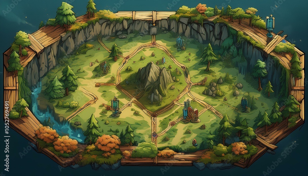 DnD Battlemap Dense Forest Map for Gaming AI Generate Stock ...