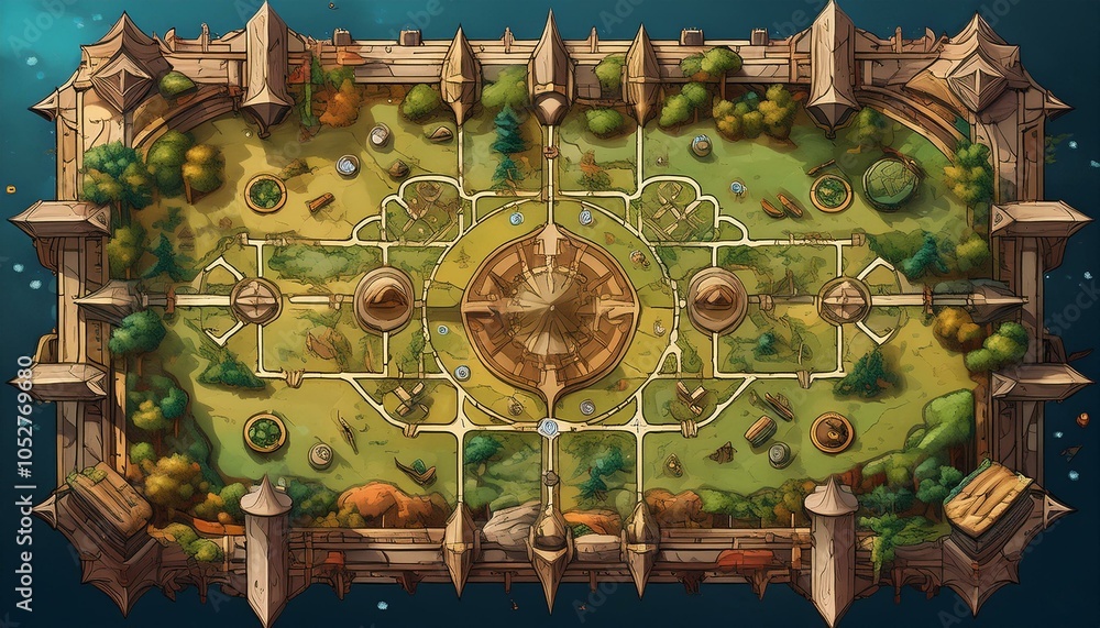 DnD Battlemap Guild Hall Intricate Fantasy Map AI Generate Stock ...