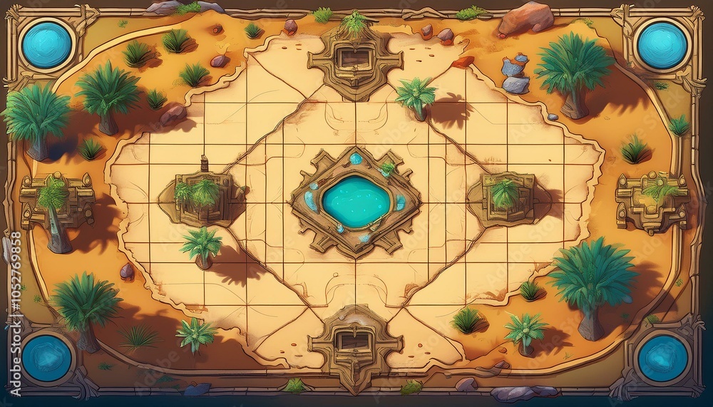 DnD Battlemap Mysterious Oasis in Desert Settings AI Generate Stock ...