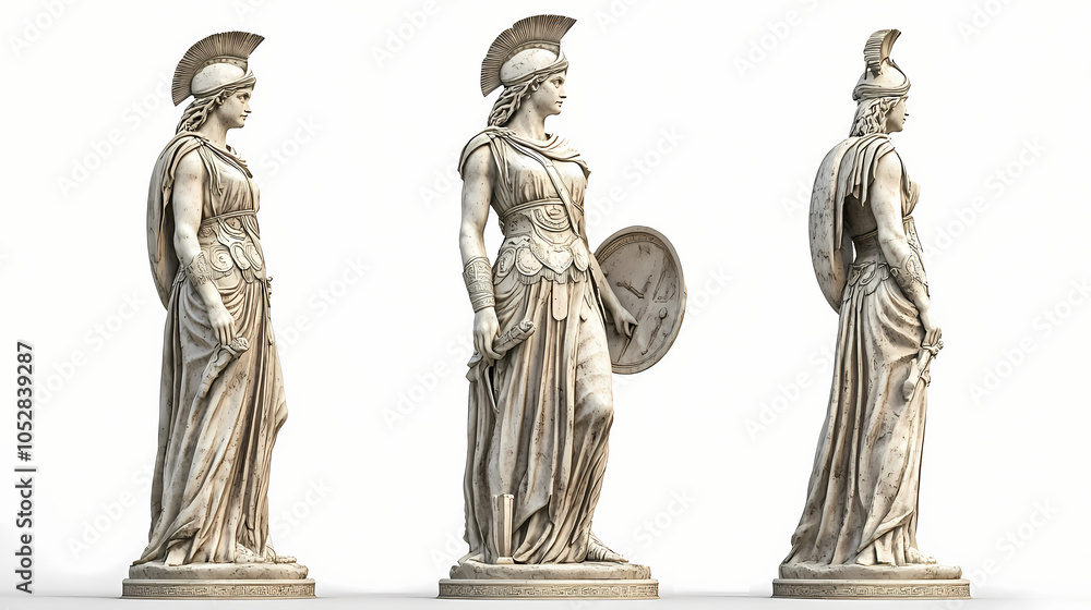 3d render illustration artwork of ancient greek female goddess athena ...