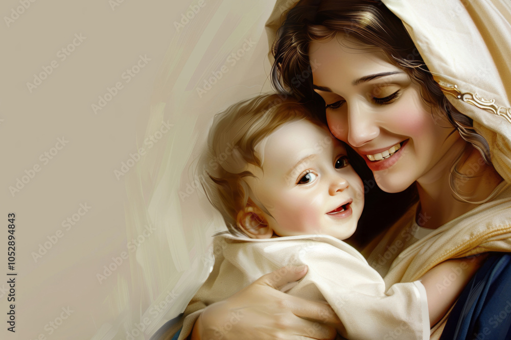 An ultra-realistic digital painting of Mary, the mother of Jesus Christ ...