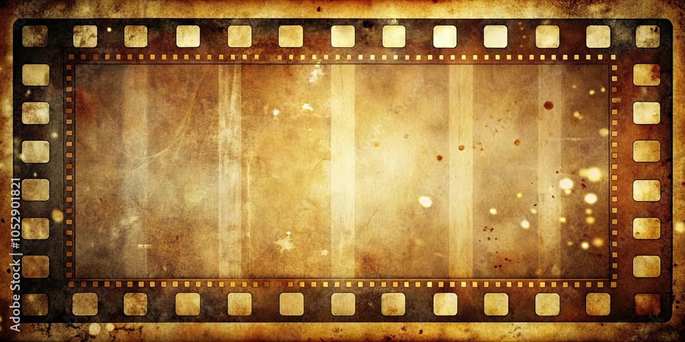 Vintage film strip frame background with old movie damage and glitch ...