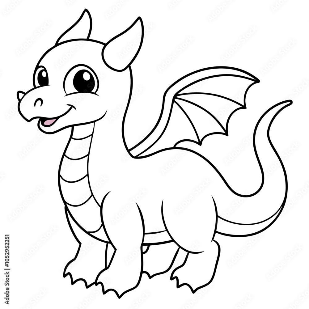 Cute dragon coloring page vector art illustration coloring book design ...
