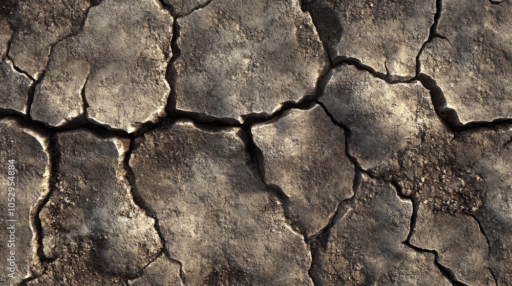 2410 18.A cracked ground texture with deep fissures splitting the ...