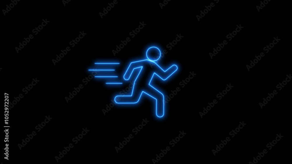 Neon line ran fast icon. Dynamic Neon Line Icon Representing Speed and ...
