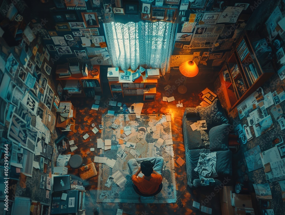 Craft a visual narrative using fragmented images to illustrate ...