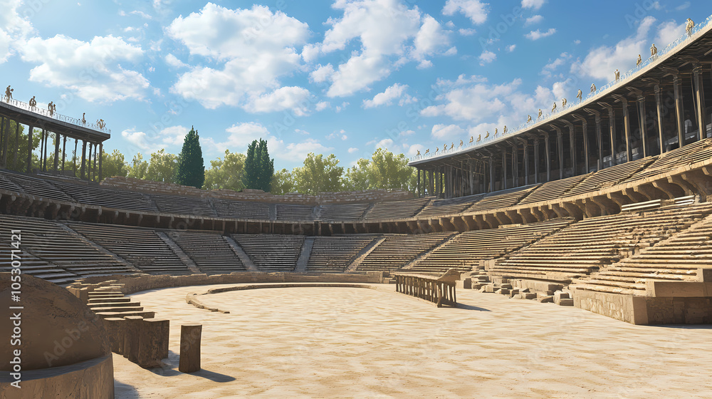 Reconstruction of ancient greek olympic stadium. Greek Olympian Games ...