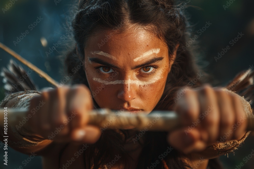 The warrior stands with determination. Her fact is advertised with ...