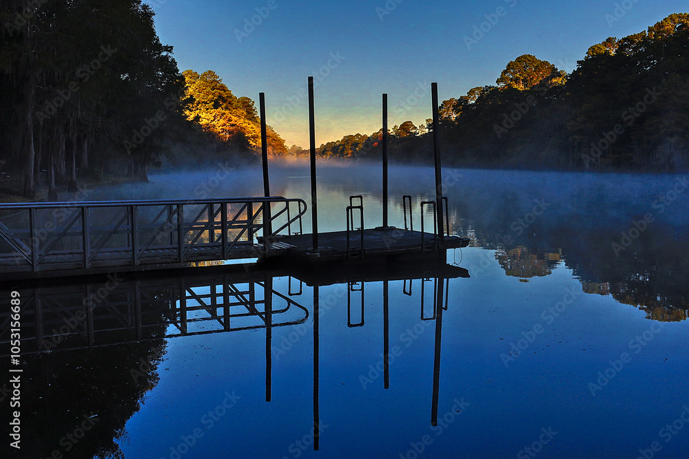 Boat launch and dock at Caddo Lake State Park, with the beautiful ...