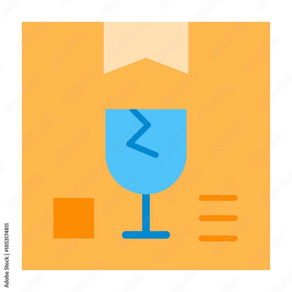 Fragile Flat Icon Design Stock Vector | Adobe Stock