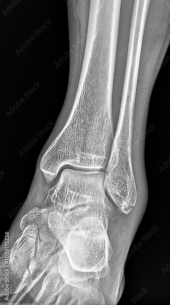 X-ray image of the ankle showing a fracture to lateral malleolus ...