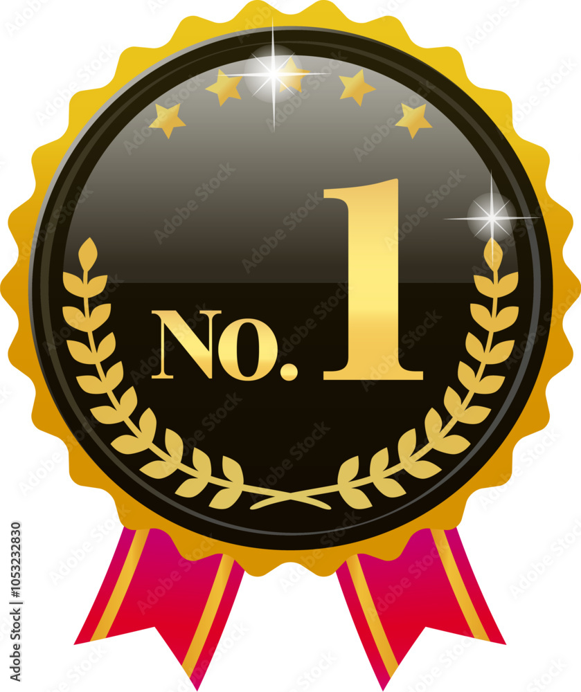 No.1の文字入りの黒と金色のエンブレム Stock Vector | Adobe Stock