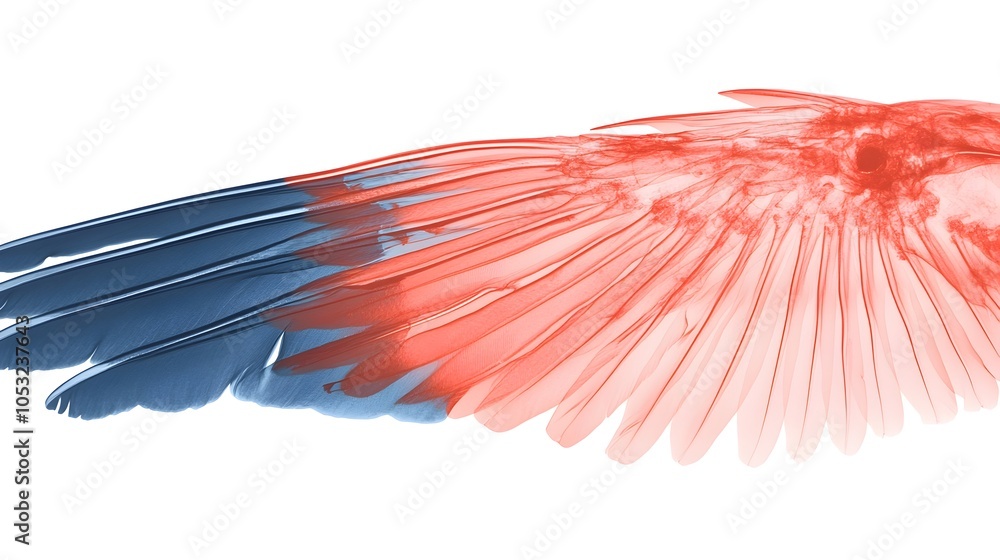 Striking and modern digital depicting an x ray view of a bird s wing ...