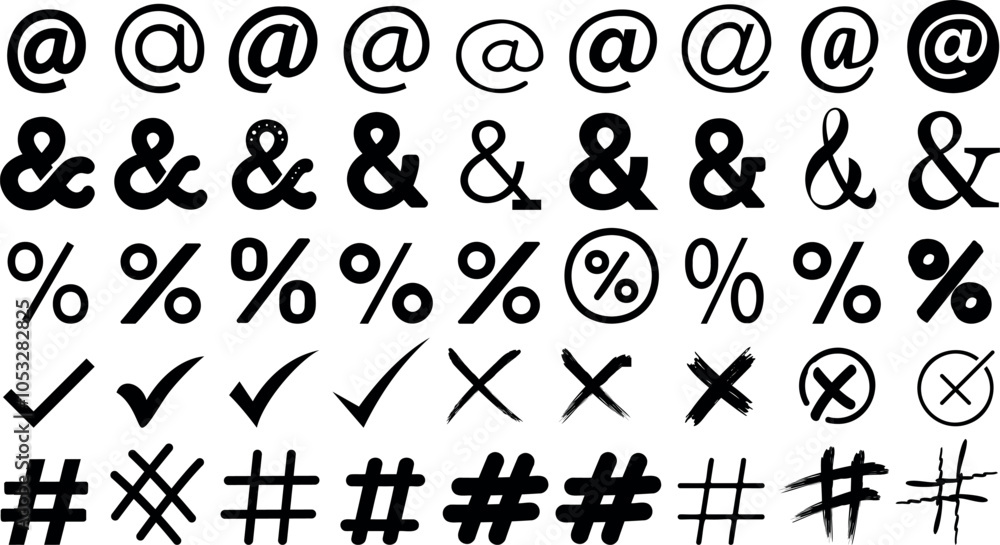 Symbol icons, and signs vector collection featuring ampersands, at ...