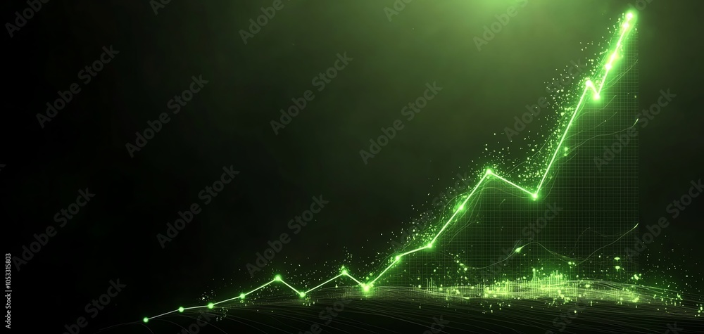 Abstract green upward graph line showing growth and progress, suitable ...