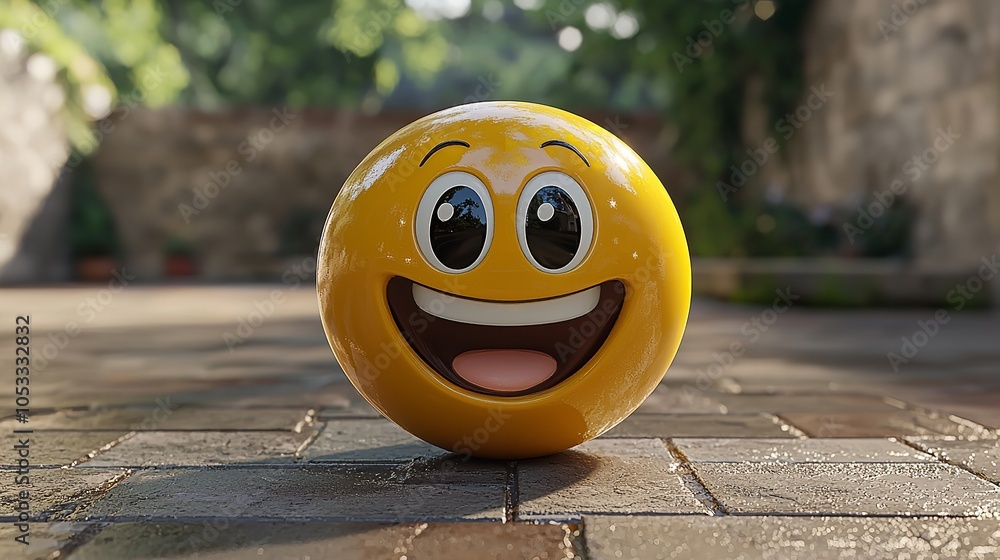 Smiley face emoji 3D render happy 16k resolution. Stock Photo | Adobe Stock