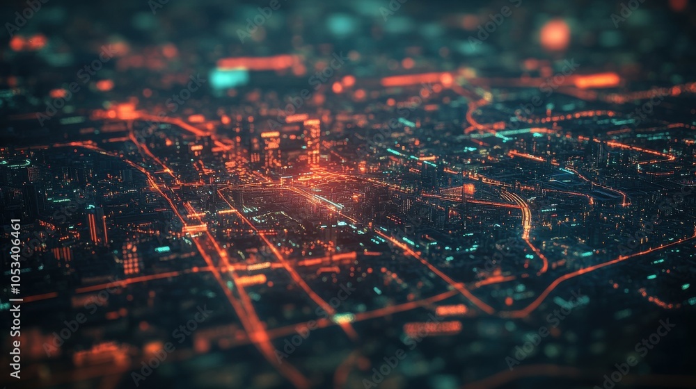 Interactive digital map with real-time data overlays. Stock ...