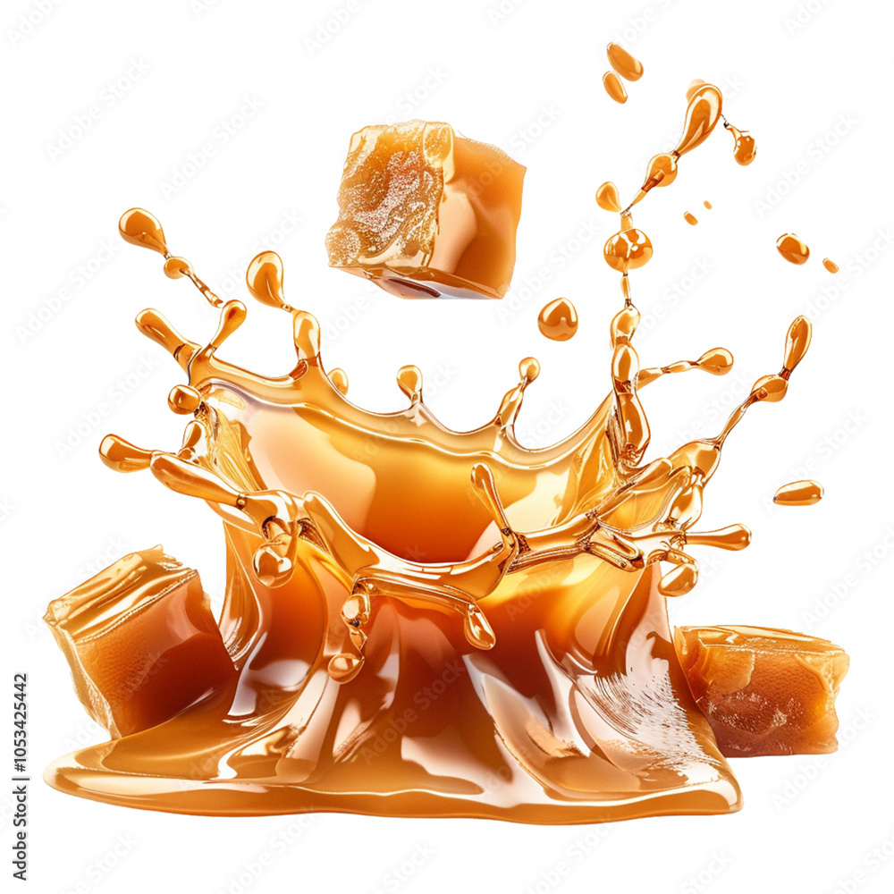 Falling toffee candy flying caramel candies isolated on transparent ...