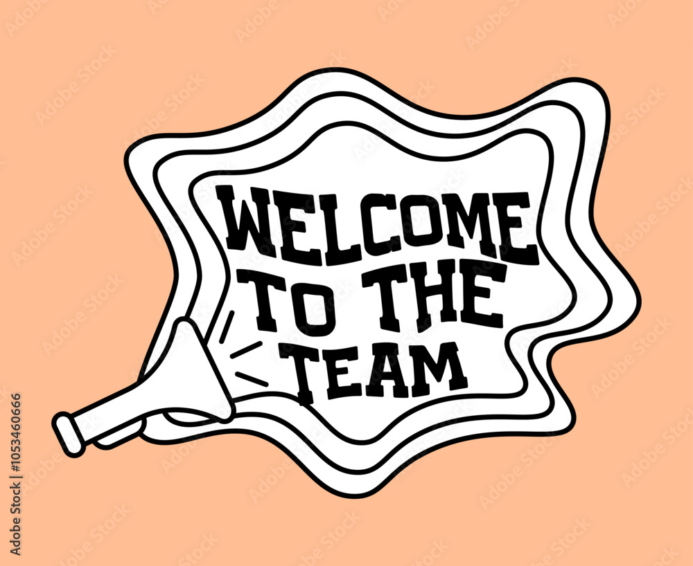 Welcome to the team banner featuring a megaphone design with a bright ...