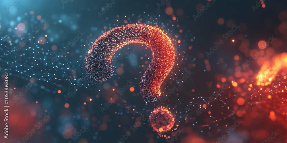 Abstract Digital Inquiry Icon in Low Poly Wireframe and Glowing ...