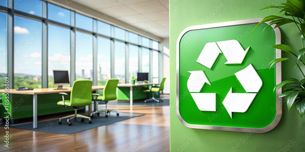 "Green Recycle Symbol Icon on Professional Environment Background ...
