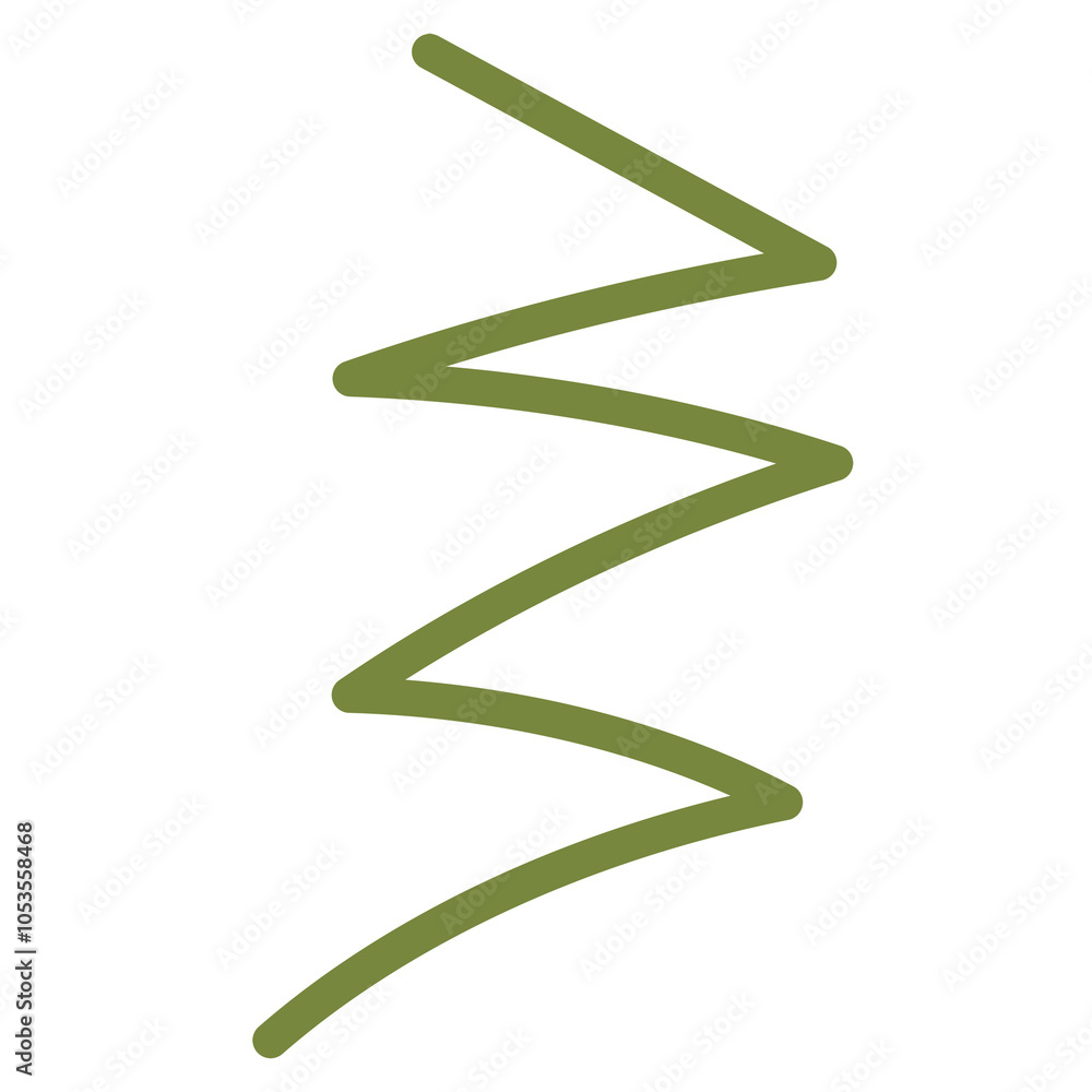 Zig zag png line clipart, green doodle element on transparent ...