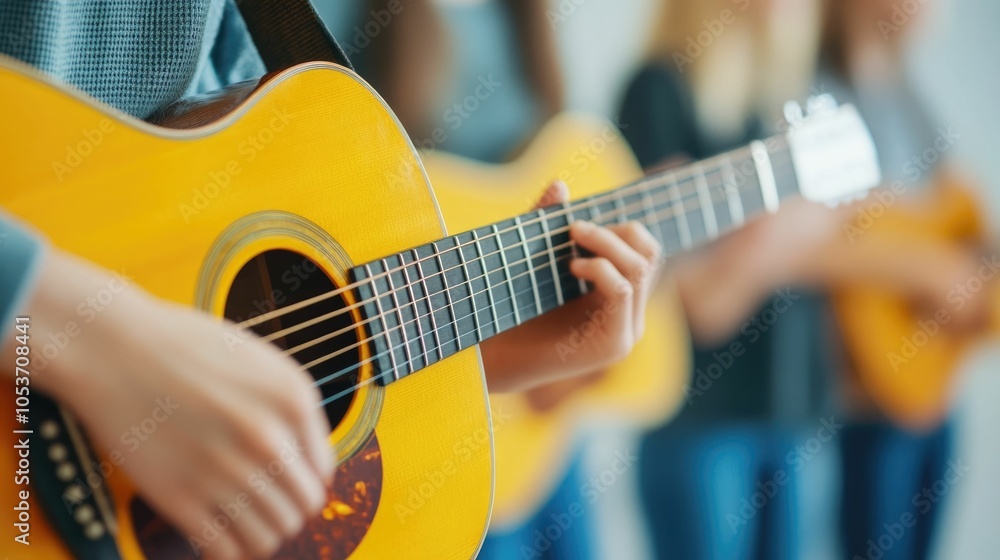 Teenage Guitarist Practicing and Honing Musical Skills on Acoustic ...