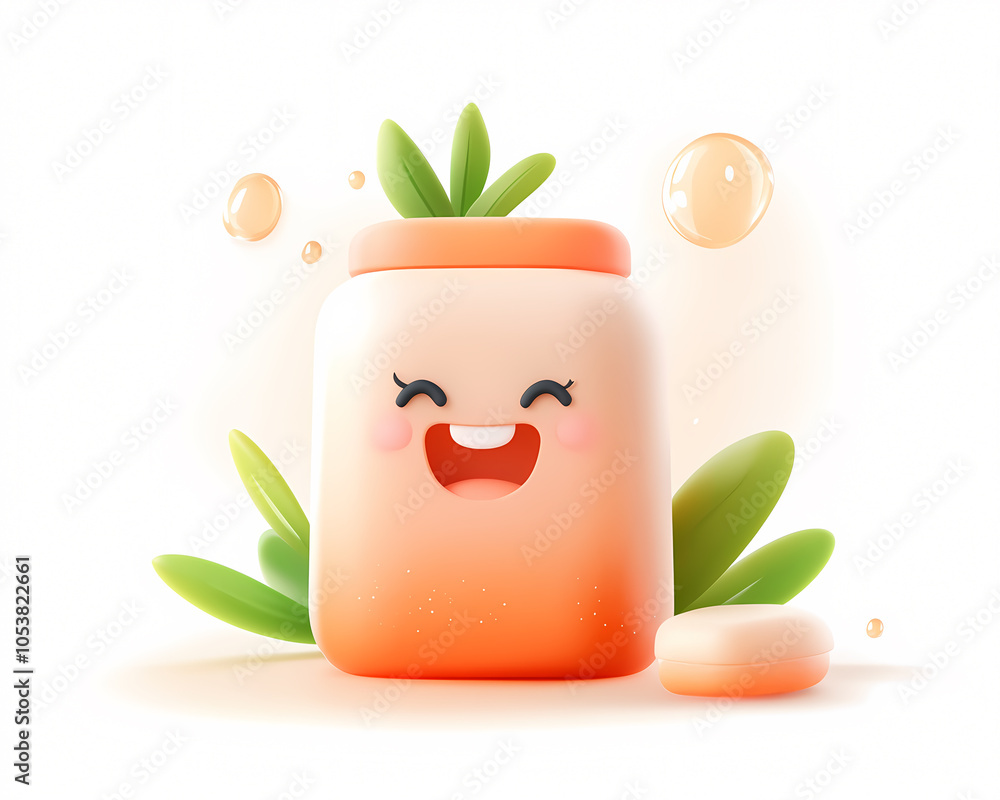 This charming animated jar features a happy face and is surrounded by ...