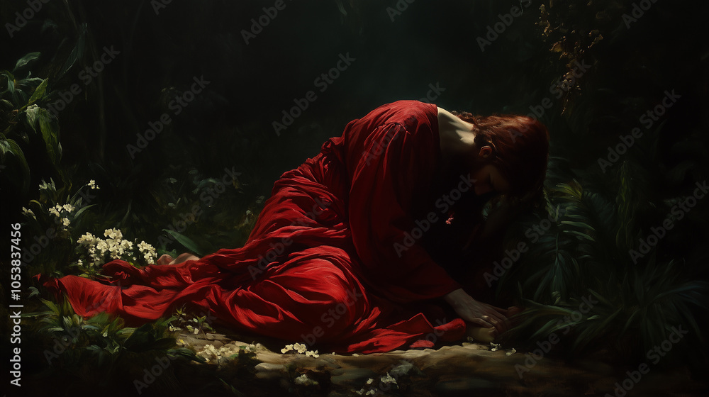 Painting of Jesus Christ Praying Alone in the Garden of Gethsemane in ...