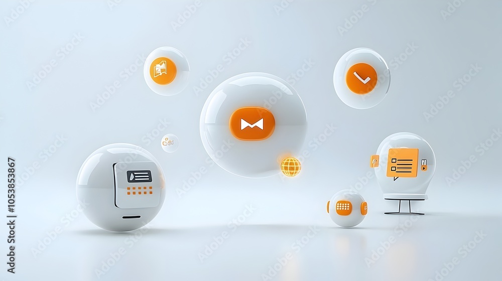 Futuristic 3D chat bubbles with a soft glow glossy surfaces and ...