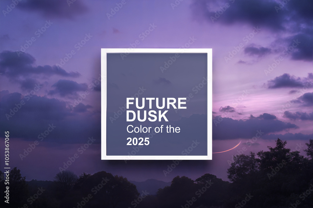 Future dusk color of the year 2025. Dusk sky background with square ...