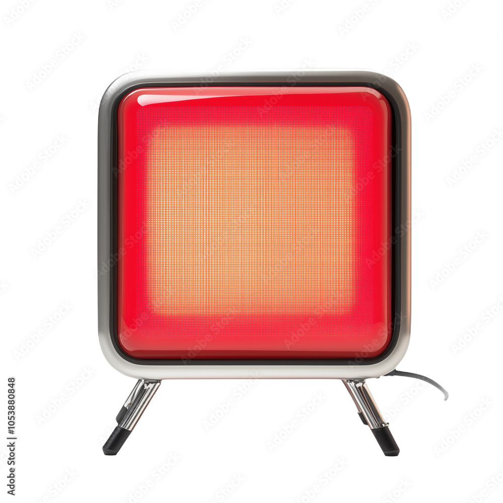 Bright red square light with silver frame illuminating a modern space ...