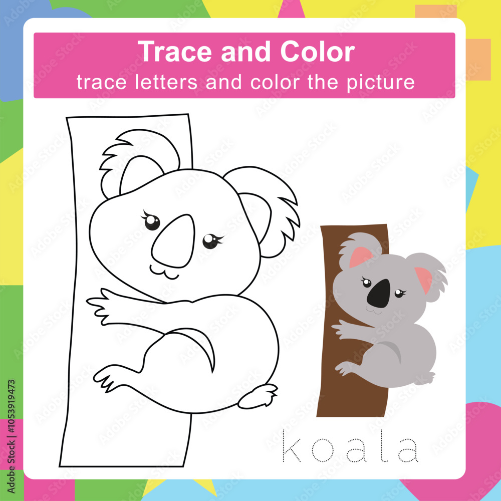 Trace and color. Coloring page for kids. Handwriting practice ...