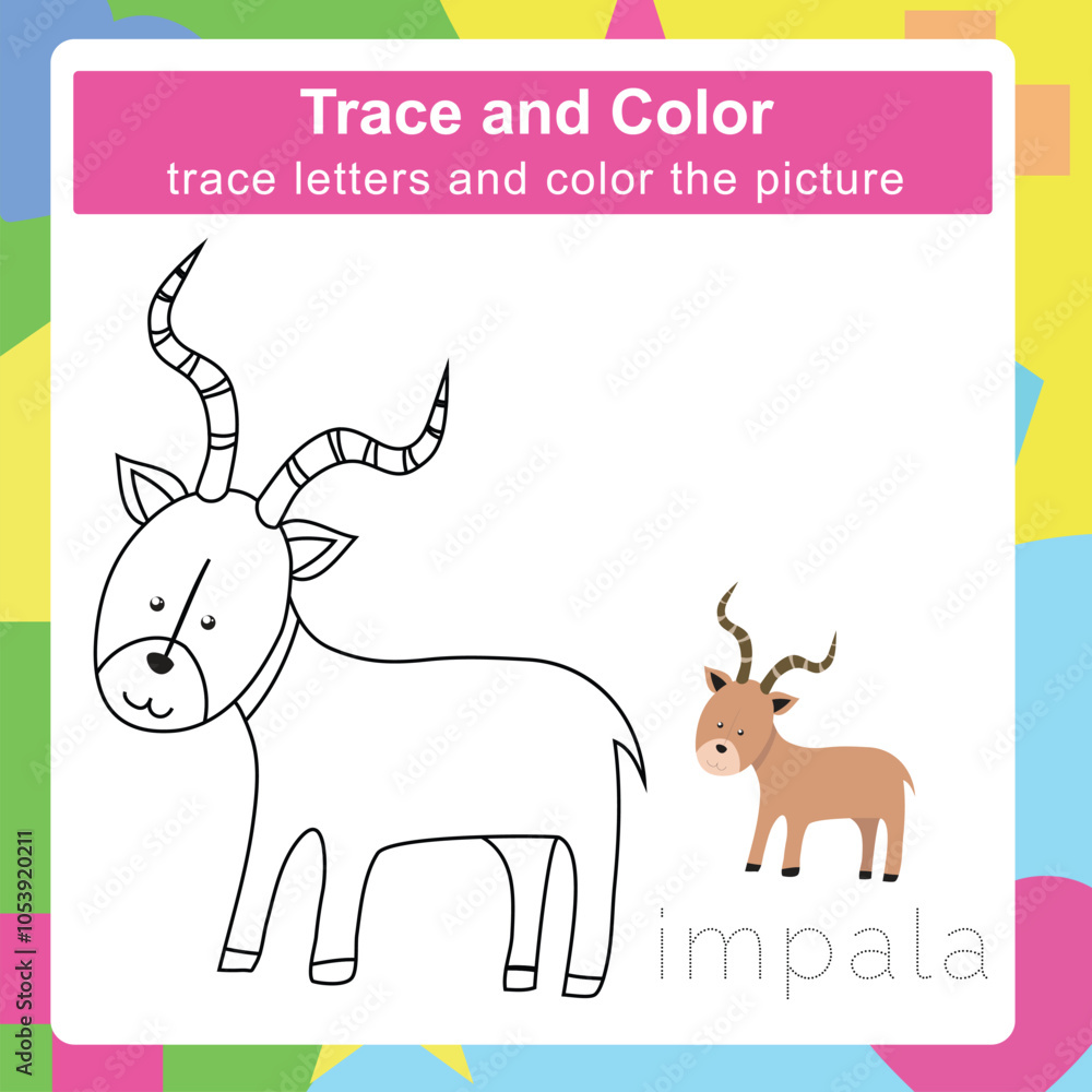 Trace and color. Coloring page for kids. Handwriting practice ...
