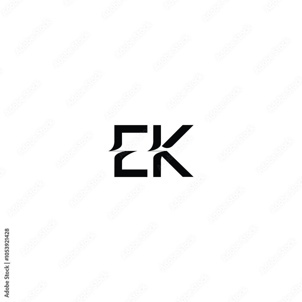 EK monogram logo design letter text name symbol monochrome logotype ...