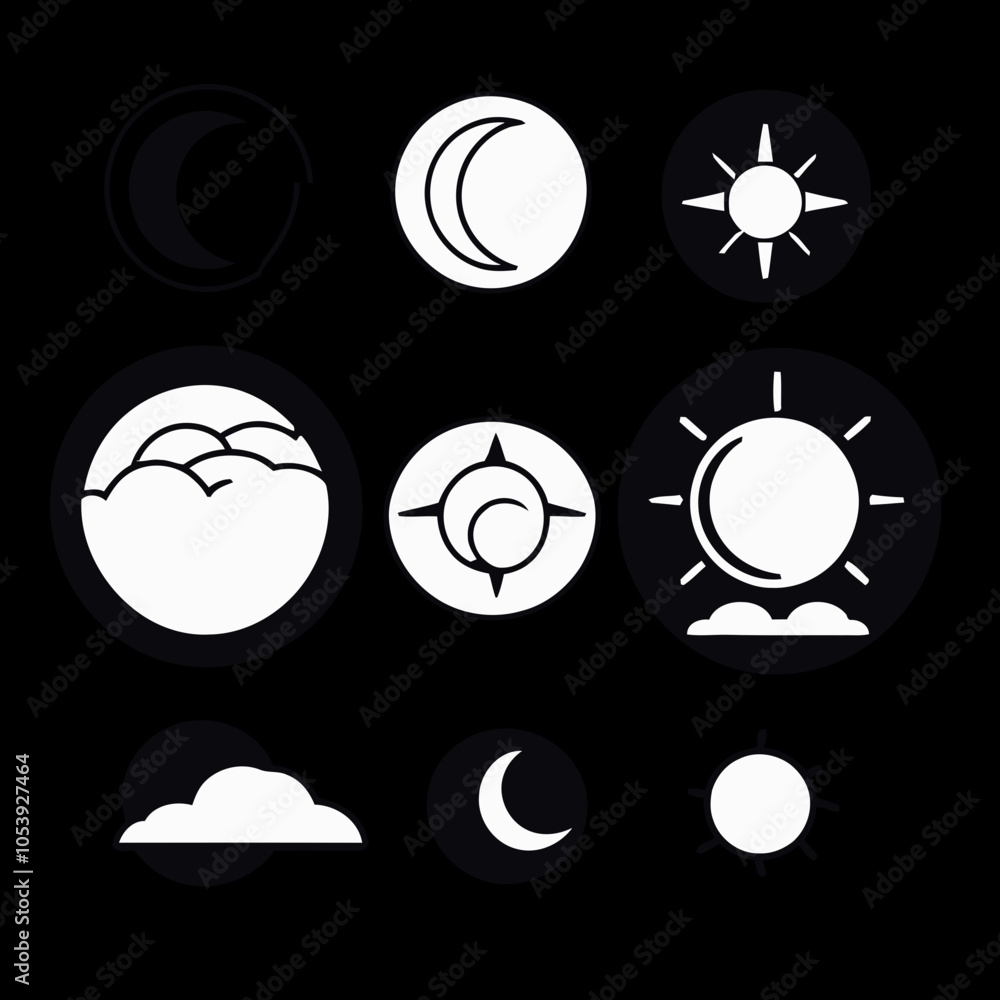 dark and light mode icon. day, night, sun and moon signs and symbols ...