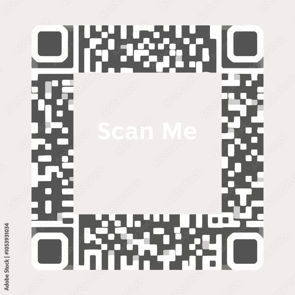 Scan me QR code blank frame. printable scan here sticker template for shop payment, website, app ...