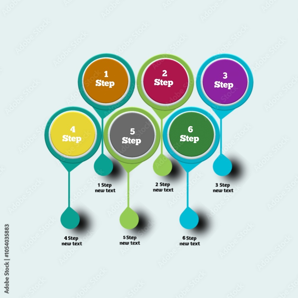 6 step infographics template set of icons for web design. social ...
