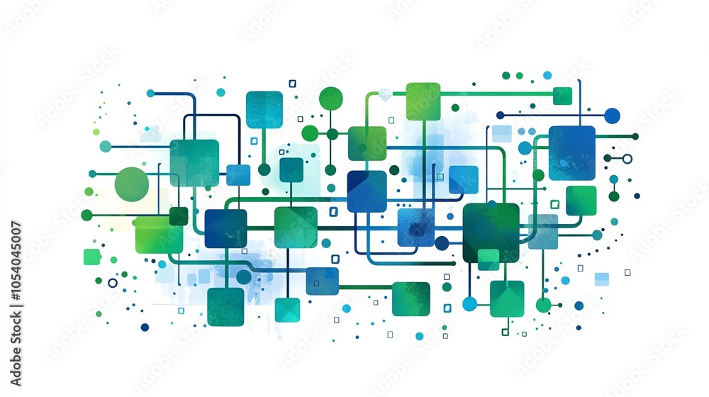 Flat ETL data pipeline illustration, modular blocks connected, green ...