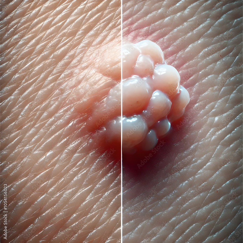 Стоковая иллюстрация «Healthy skin versus skin affected by basal cell ...