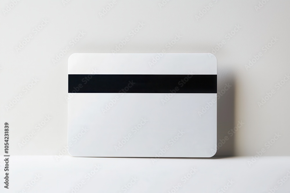 Blank white credit card mockup with a black magnetic stripe isoalted ...
