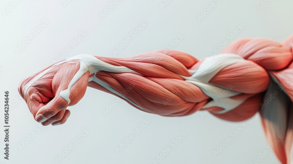 Muscular system diagram illustrating the muscles of the arms, including ...
