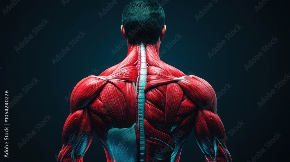 Muscular system diagram showing the muscles of the back, including the ...
