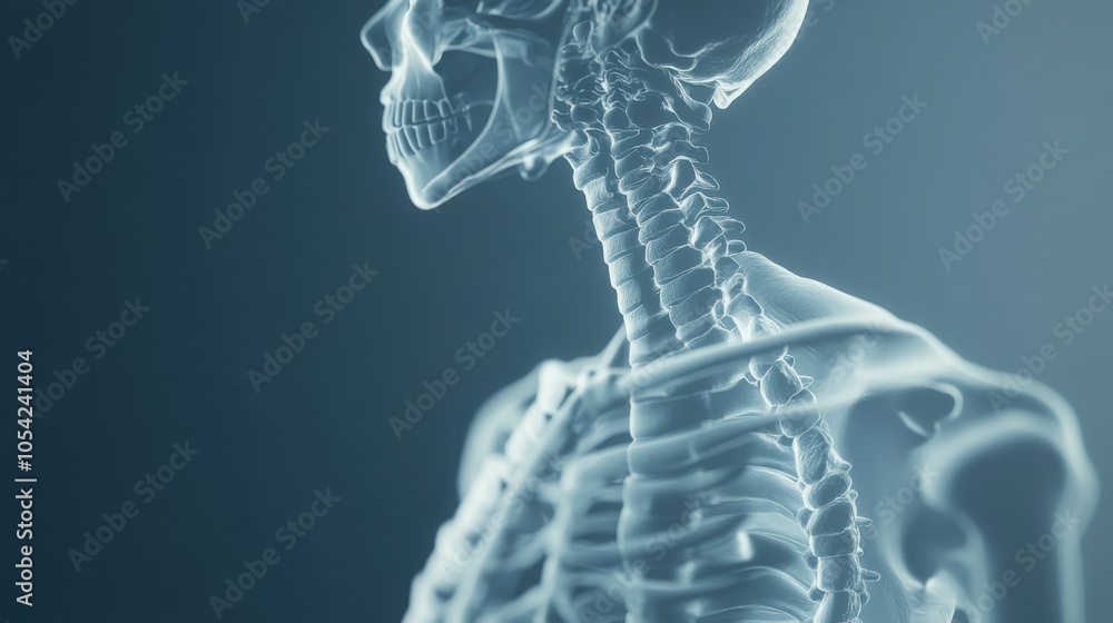Side View Diagram Of The Skeletal System Showing The Rib Cage And