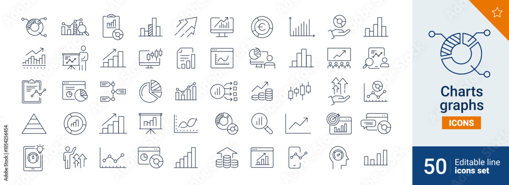 Charts icons Pixel perfect. solution, infographics, finance, ... Stock ...