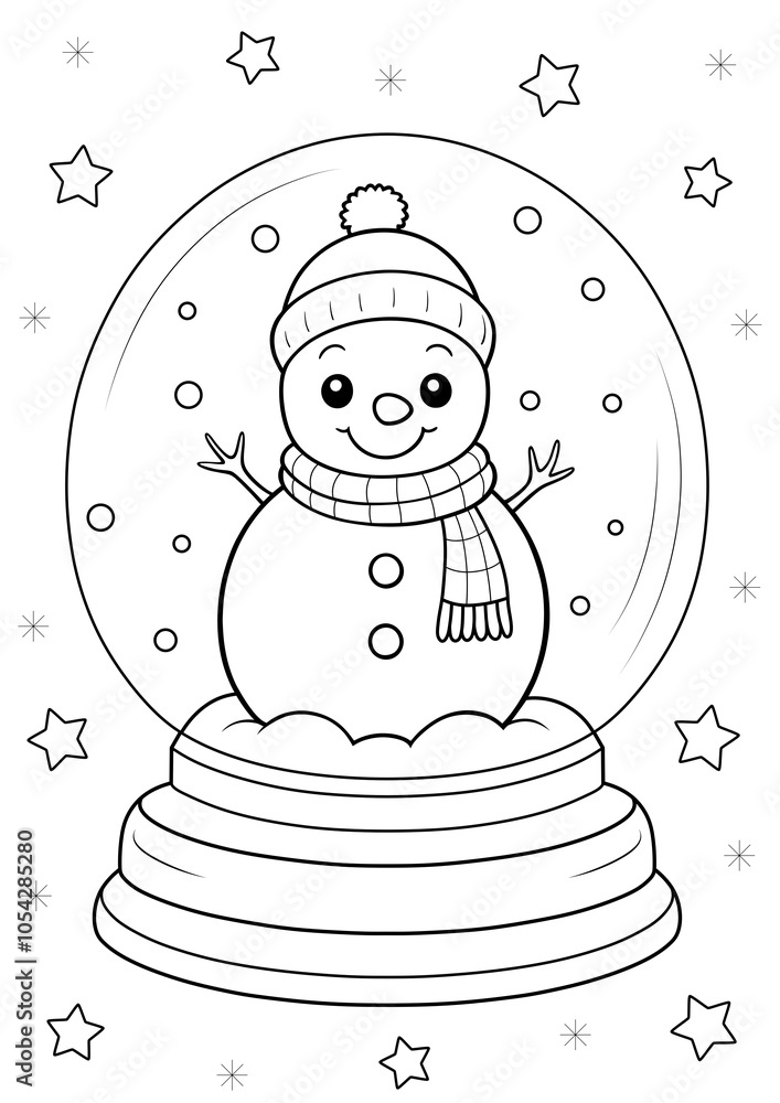 Ilustración de Stock christmas a4 colouring page, cartoon snowman in ...