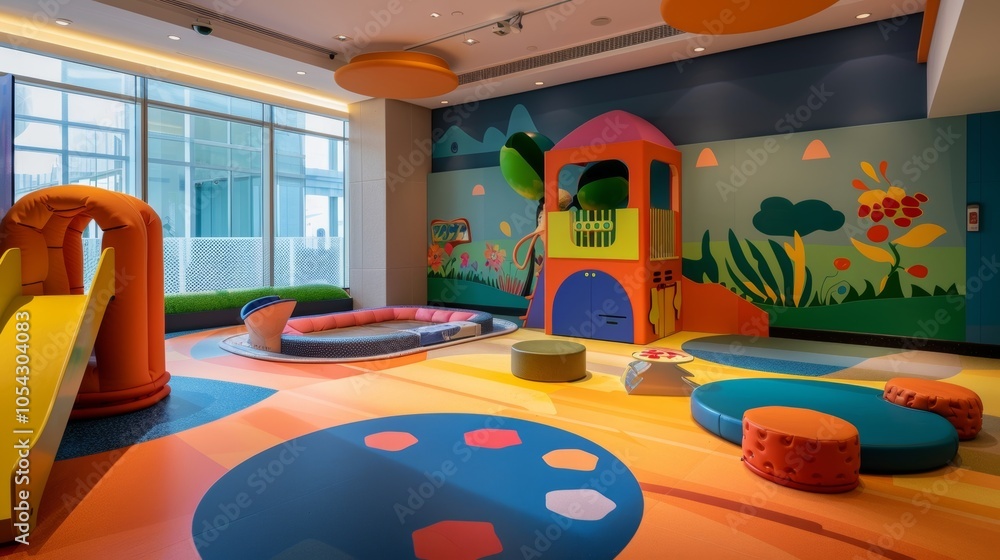 A designated area for children with interactive activities and games to ...