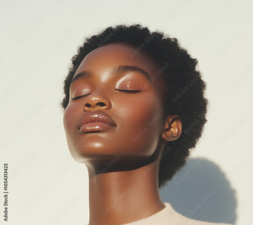 beautiful young gen x gen z model black african glowing skin skincare ...